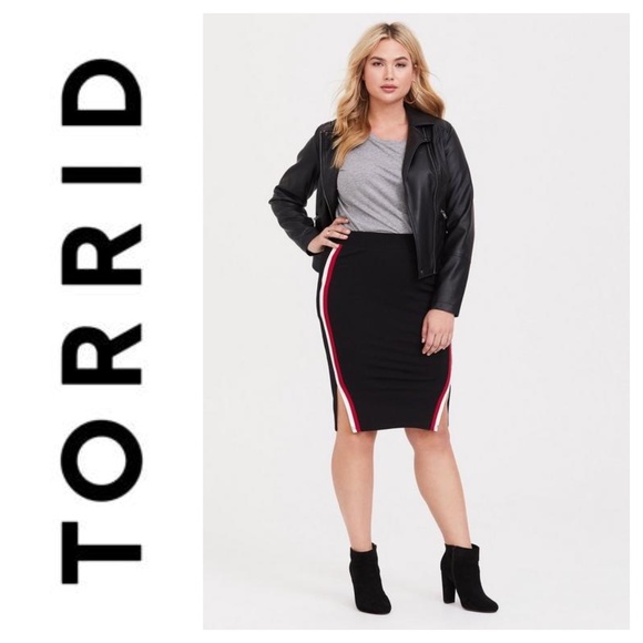 torrid | Skirts | Torrid Plus Size Black Red Stripe Ponte Pencil Skirt ...